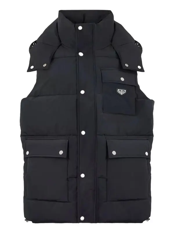 Philipp Plein Hooded Puffer Gilet - Black