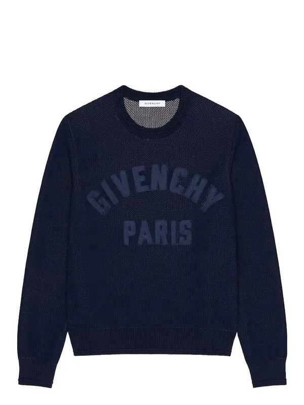 Givenchy Crewneck Sweater With Ottoman Detail - Blue