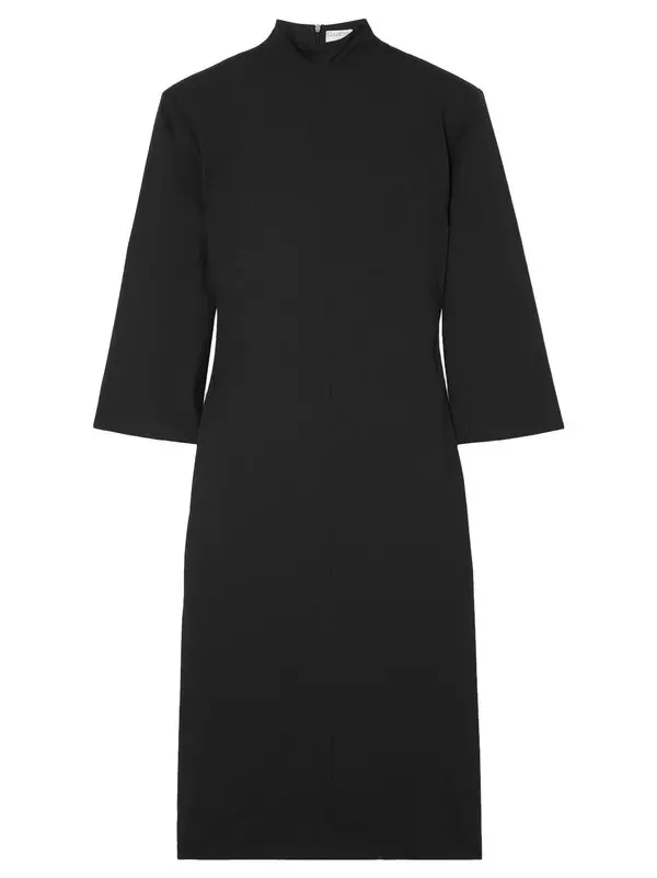 Calvin Klein Addison Wool And Silk-blend Turtleneck Midi Dress - Black