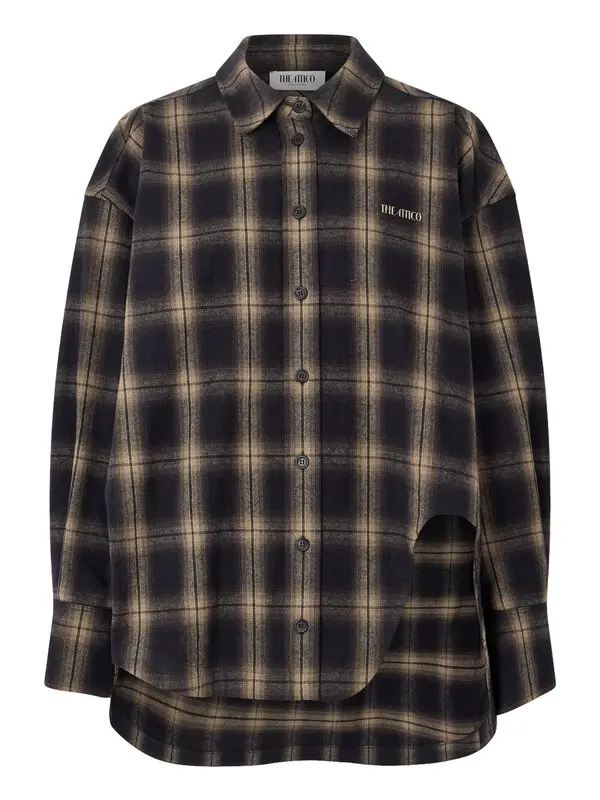 Attico Oversized Checked Cotton-flannel Shirt - Brown