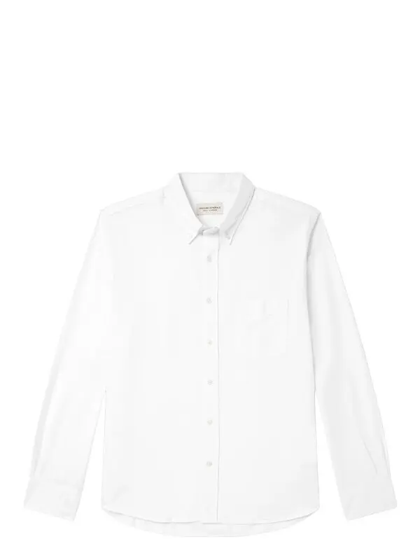 Officine Générale Button-down Collar Cotton Oxford Shirt - White