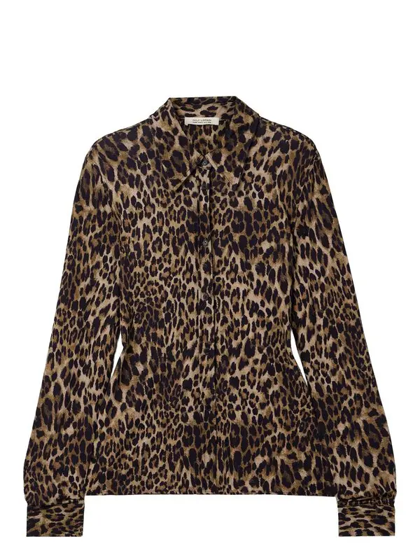 Dries Van Noten Tie-neck Stretch-silk Satin Dress - Animal Print