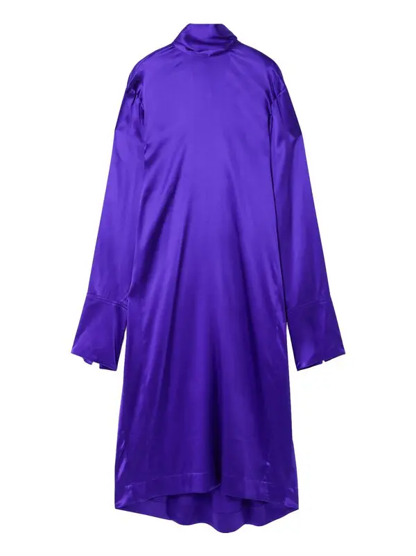 Dries Van Noten Tie-neck Stretch-silk Satin Dress - Purple