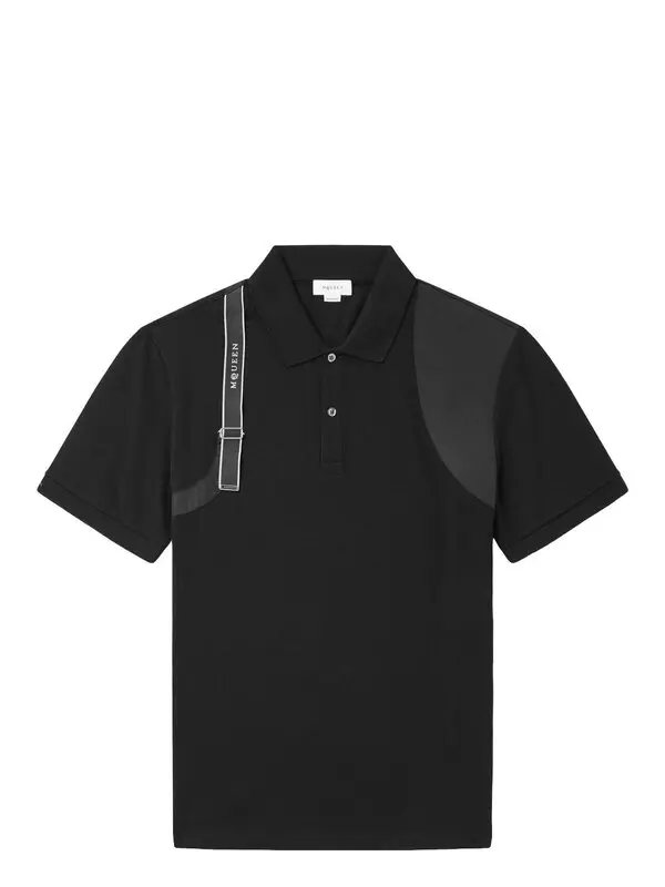 Alexander McQueen Harness-detailed Cotton-piqué Polo Shirt - Black
