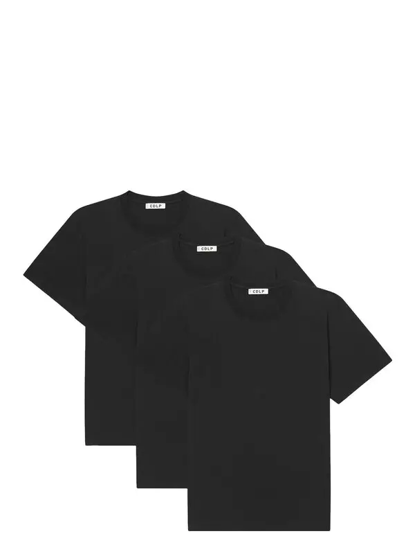 CDLP Three-pack Lyocell And Pima Cotton-blend Jersey T-shirts - Black