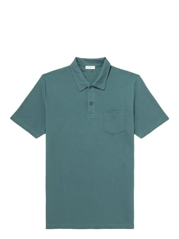 Sunspel Riviera Slim-fit Cotton-mesh Polo Shirt - Blue