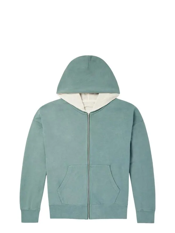 Visvim Jumbo Cotton-jersey Zip-up Hoodie - Green