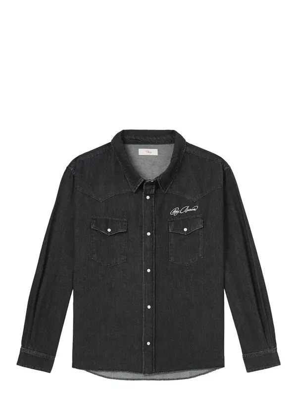 CHERRY LOS ANGELES Logo-embroidered Denim Western Shirt - Black