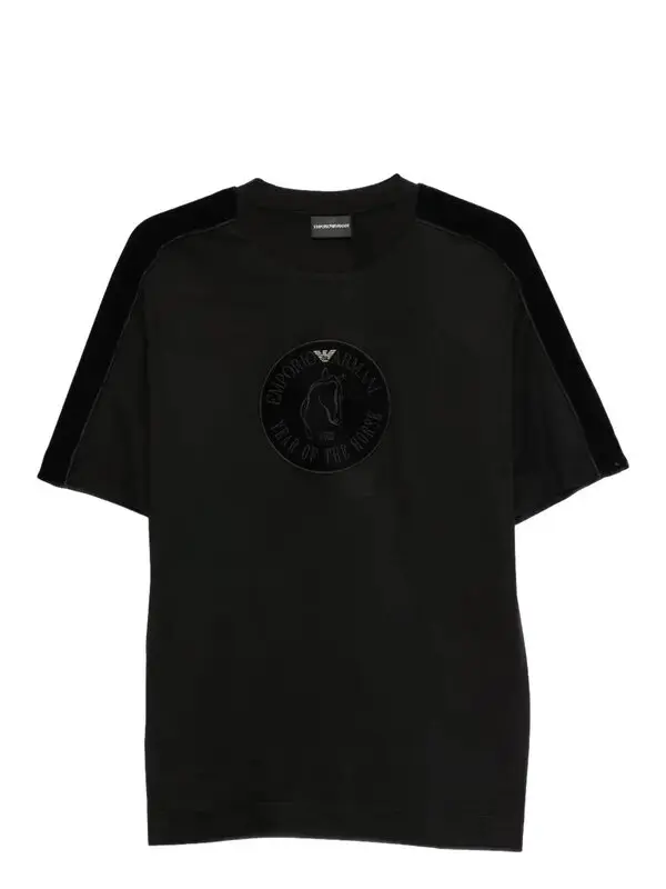 Emporio Armani Velvet-panel T-shirt - Black