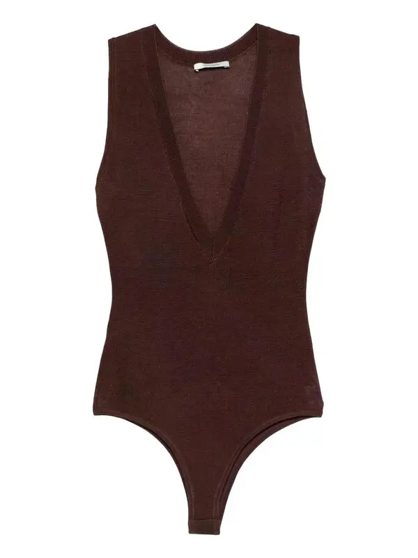 ENTIRE STUDIOS V-neck Bodysuit - Brown
