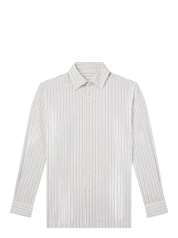 Loro Piana Striped Cotton And Silk-blend Shirt - White