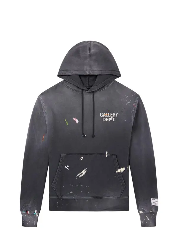 GALLERY DEPT. Logo-print Paint-splattered Hoodie - Gray