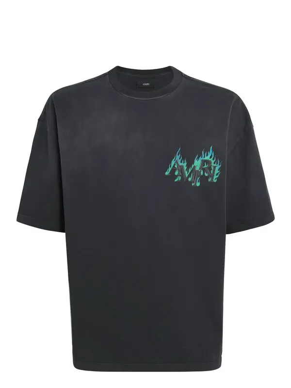 Amiri Cotton Flame Logo T-shirt - Black