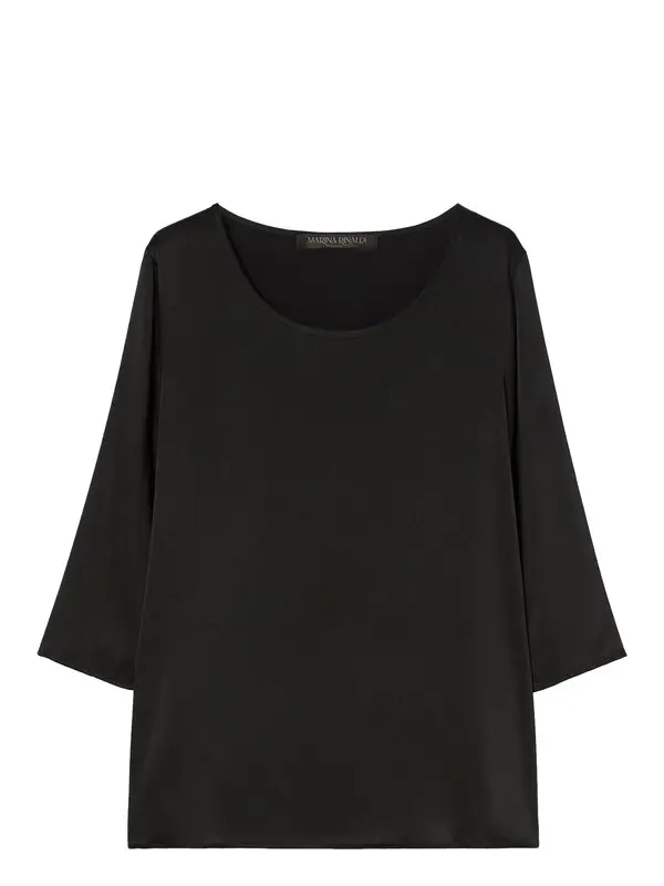 Marina Rinaldi Satin Scoop-neck Blouse - Black