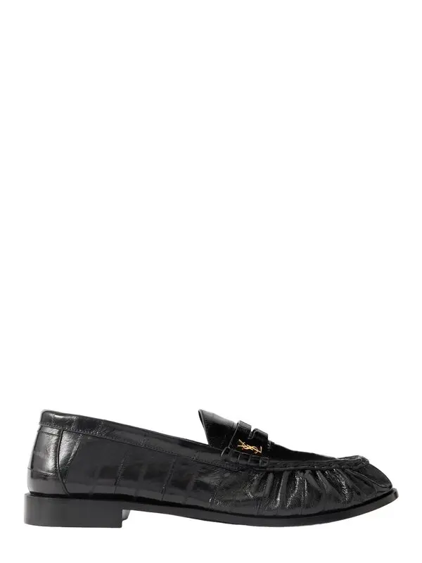 Saint Laurent Monogram Logo Eel Penny Loafers - Black