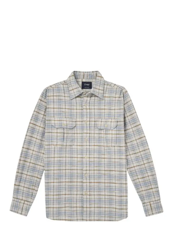 DRAKE'S Checked Brushed Cotton-flannel Shirt - Multi
