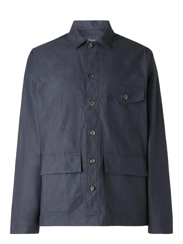 DRAKE'S Cotton Overshirt - Blue