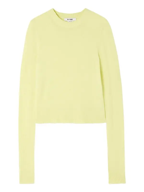 RE/DONE Cashmere Frayed Hem Sweater - Yellow