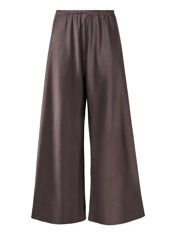 LA LIGNE Colby Satin Wide-leg Pants - Brown