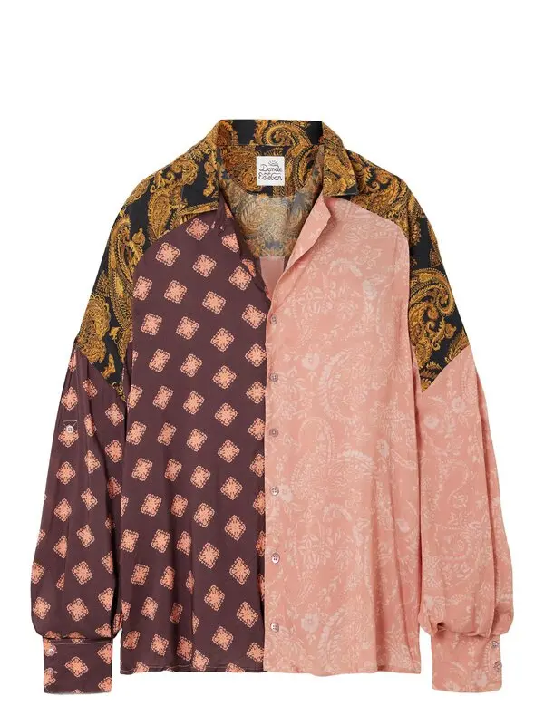 DONDE ESTEBAN Estrellitas Printed Crepe Shirt - Brown