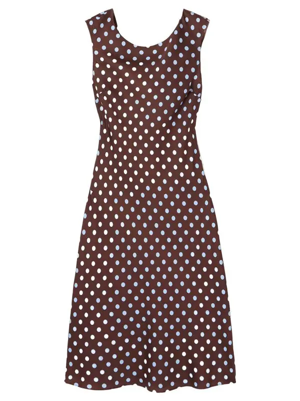 Posse Leo Polka-dot Tencel-blend Satin Midi Dress - Brown