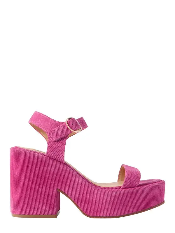 Gabriela Hearst Iman Ribbed Suede Sandals - Pink