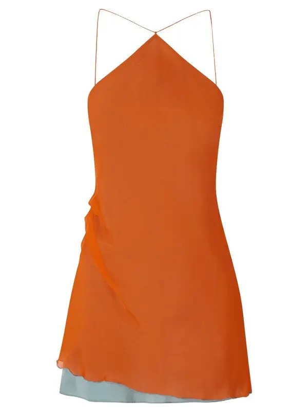 Sir The Label Dabica Layered Halterneck Mini Dress - Orange