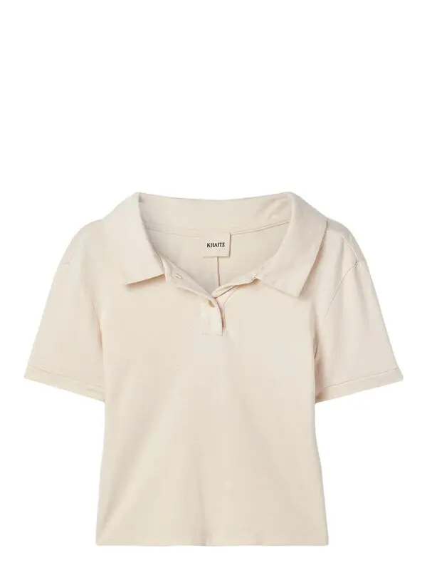 Khaite Jasna Jersey Polo Shirt - Neutrals
