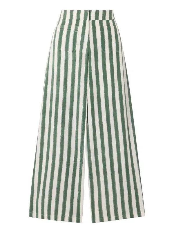 EMPORIO SIRENUSE Adele Ikat Striped Wide-leg Pants - Green