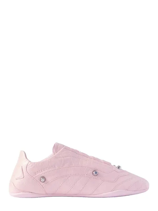 Balenciaga City Studded Crinkled-leather Sneakers - Pink