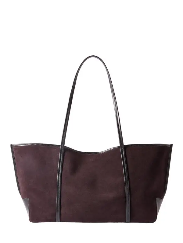 ST. AGNI Bateau Leather-trimmed Suede Tote - Brown
