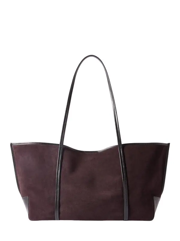 ST. AGNI Bateau Leather-trimmed Suede Tote - Brown