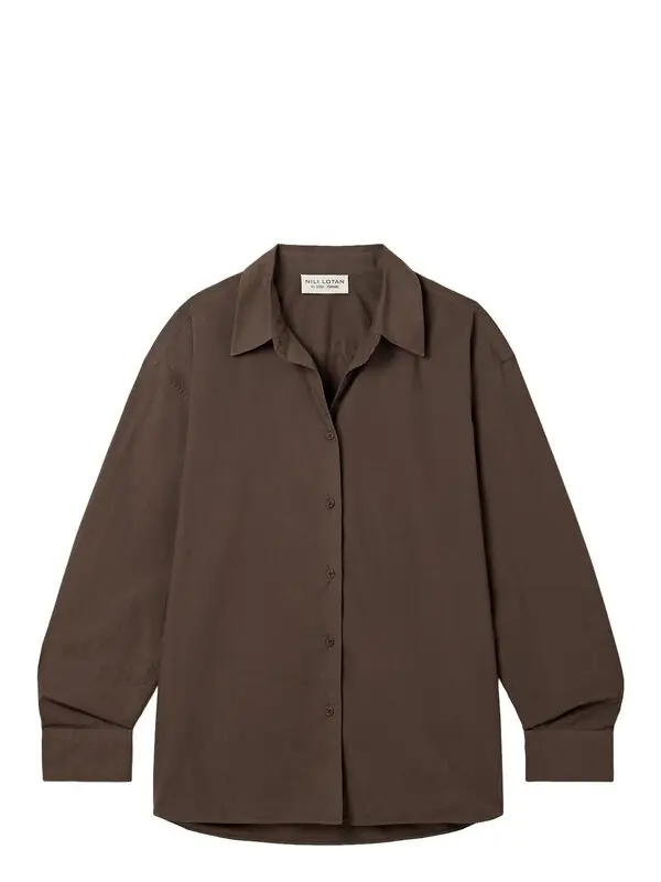 NILI LOTAN Amante Cotton-poplin Shirt - Brown