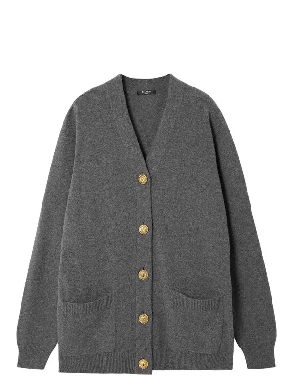 Balmain Cashmere And Wool-blend Cardigan - Gray