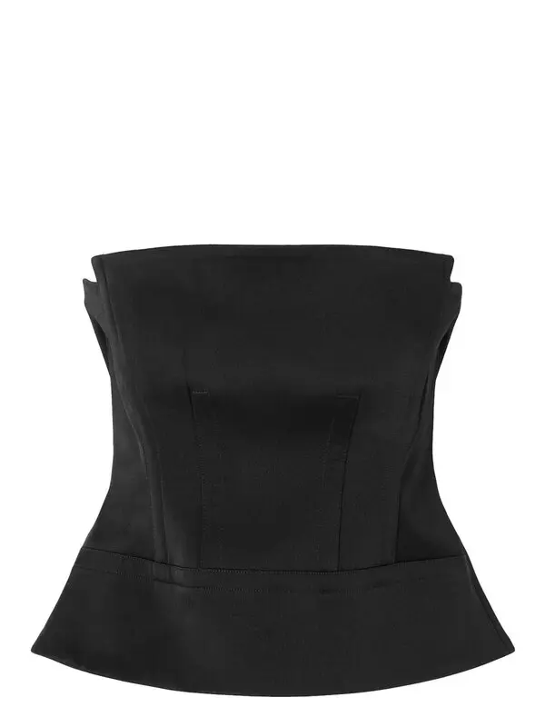 Another Tomorrow Architectural Satin-crepe Bustier Top - Black