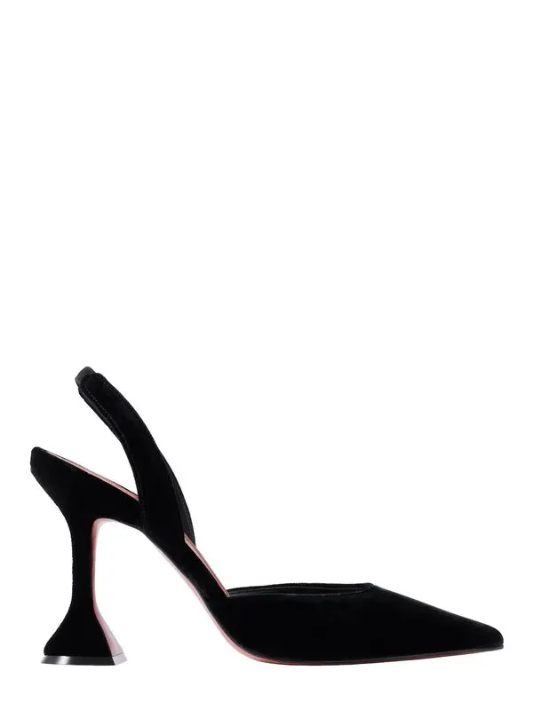 Amina Muaddi Holli Velvet Slingback Pumps - Black