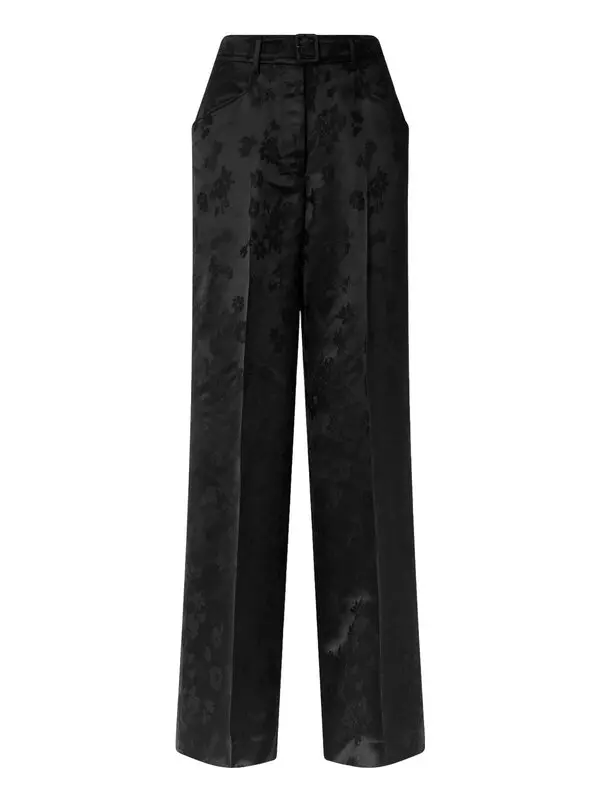Gabriela Hearst Norman Floral Silk Satin-twill Straight-leg Pants - Black