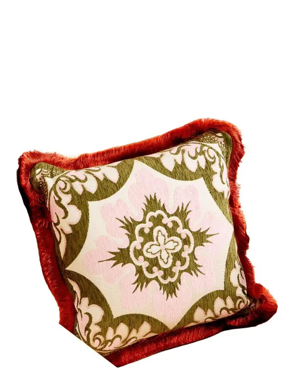 La DoubleJ Fringed Chenille-jacquard Cushion - Multi