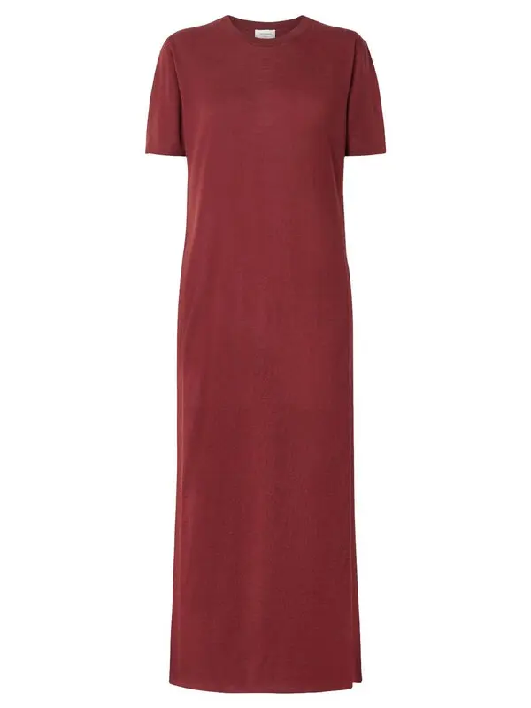 Saint Laurent Wool Maxi T-shirt Dress - Red
