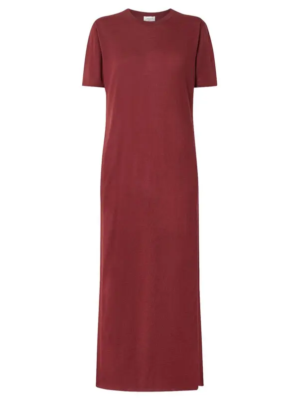 Saint Laurent Wool Maxi T-shirt Dress - Red