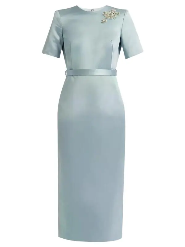 Erdem Crystal-embellished Belted Midi Dress - Blue