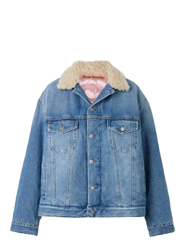 Acne Studios Robert Plush-trimmed Denim Trucker Jacket - Blue