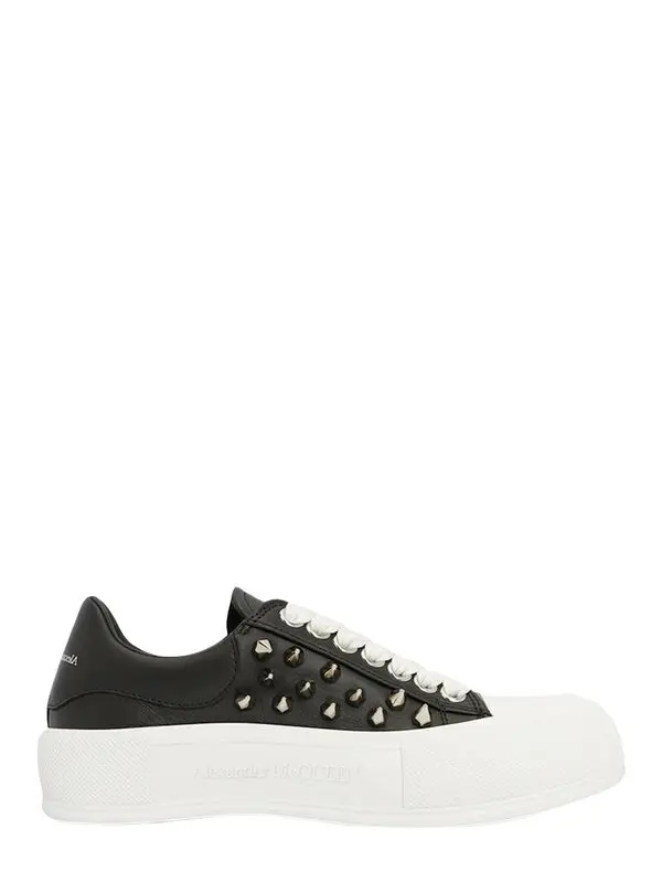 Alexander McQueen Deck Plimsoll Studded Sneakers - Black/white