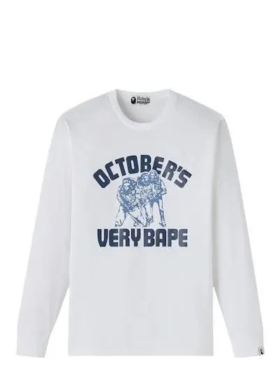 OVO X Bape Generals Longsleeve Tee Shirt - White