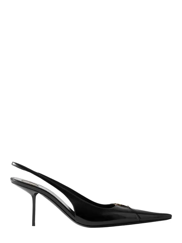 Saint Laurent Babylone Embellished Glossed-leather Slingback Pumps - Black