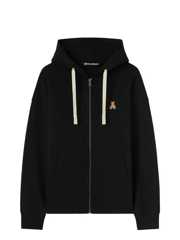 Palm Angels Bear In Mind Zipped Hoodie - Black