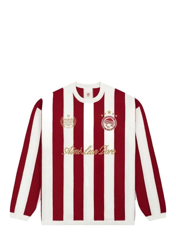 Aimé Leon Dore X Olympiacos F.c. Knit Sweater - Red