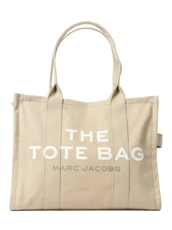 Marc Jacobs The Large Tote Bag In Canvas With Jacquard Logo - Beige