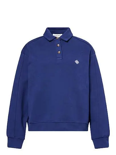 THE COUTURE CLUB Emblem-embroidered Cotton Rugby Top - Deepblue