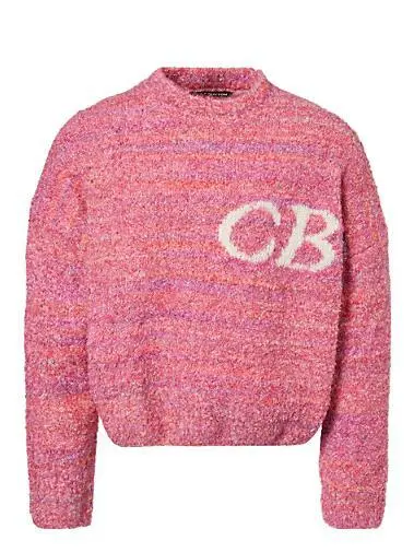 COLE BUXTON Intarsia-logo Bouclé Wool-blend Jumper - Pink